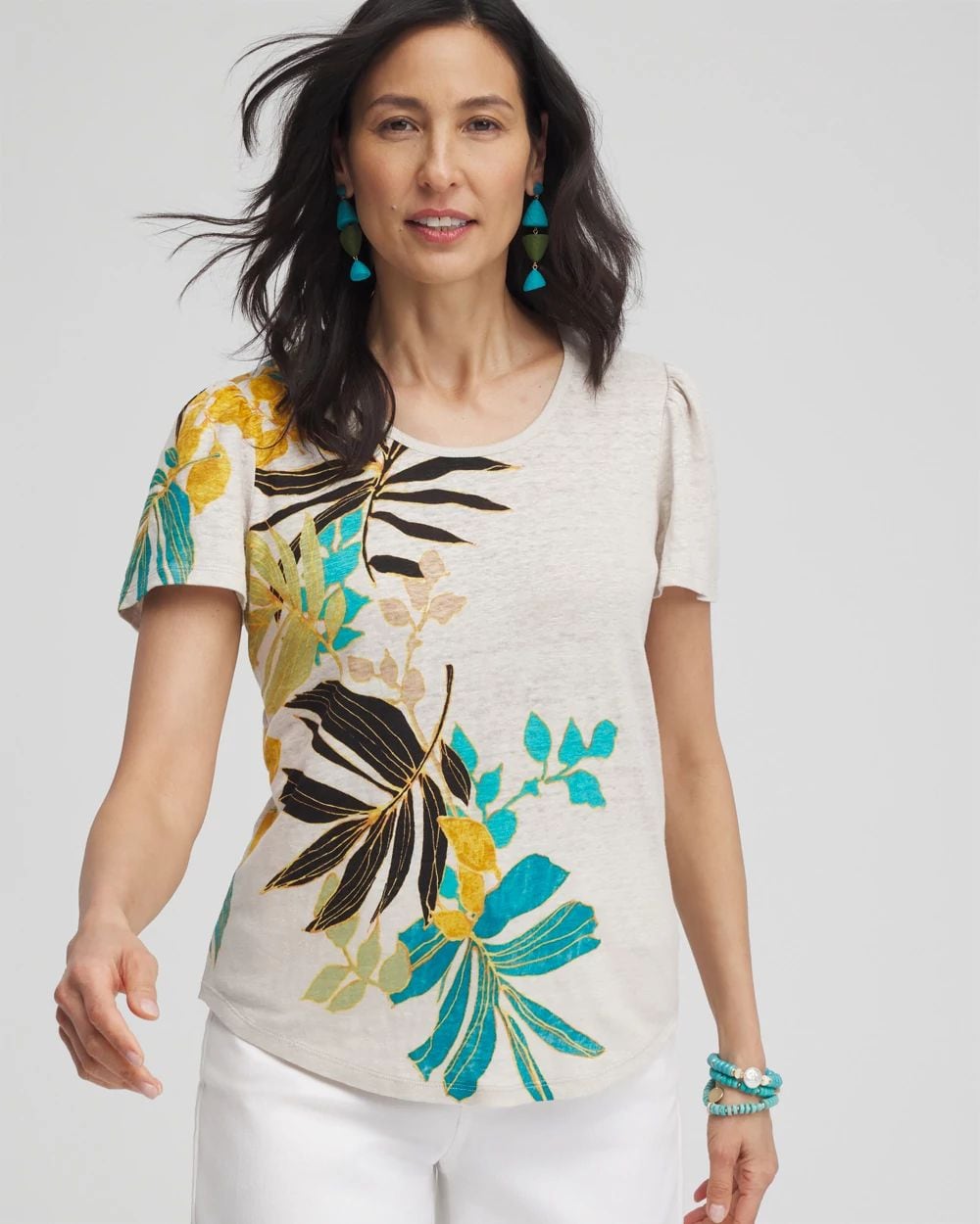 Palms Linen Flutter Sleeve Tee | Chico's